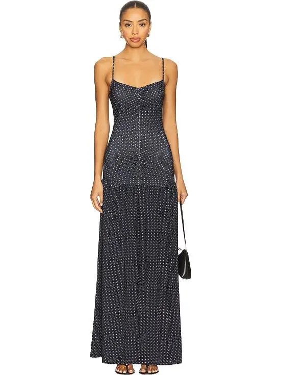 WeWoreWhat Ruched Front Scoop Maxi Dress - Navy & White Multi