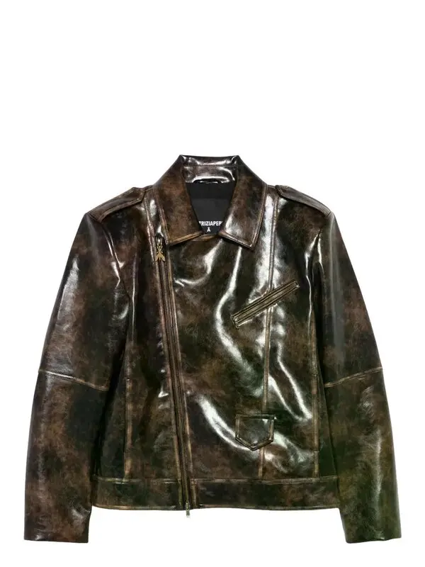 Patrizia Pepe Long-sleeved Biker Jacket - Brown