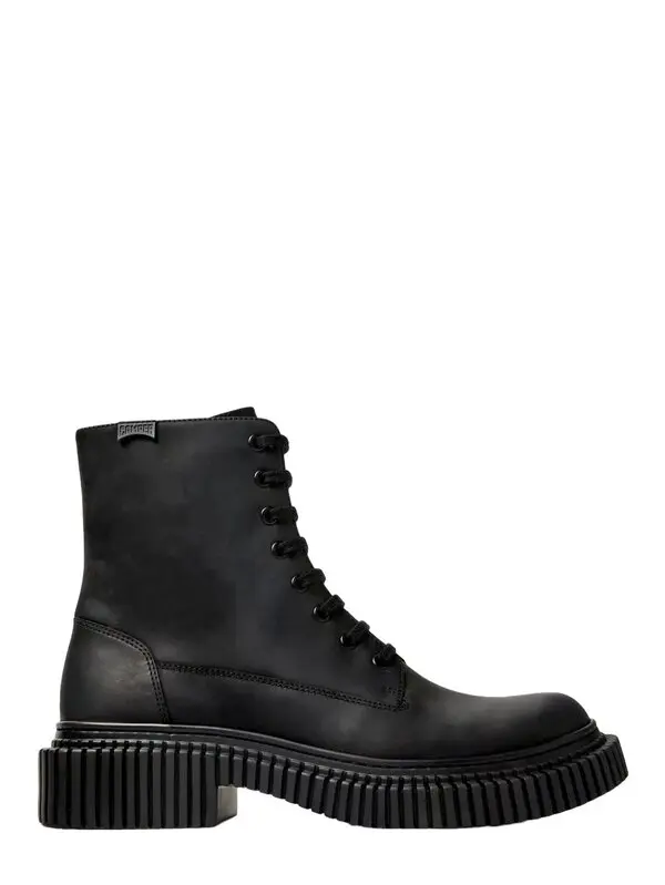 Camper Pix Lace-up Biker Boots - Black