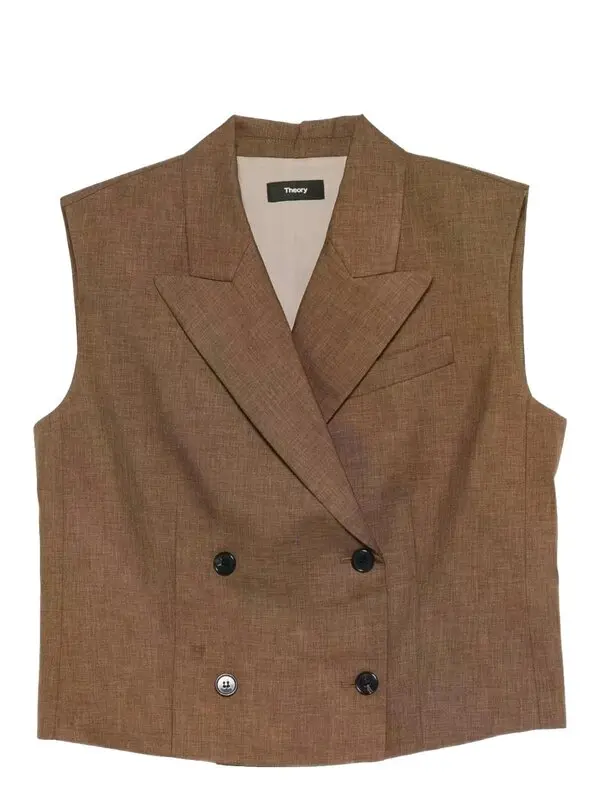 Theory Double-breasted Sleeveless Waistcoat - Brown