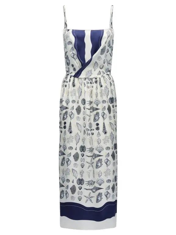 CALLAS MILANO Samantha Printed Silk Twill Dress - Blue