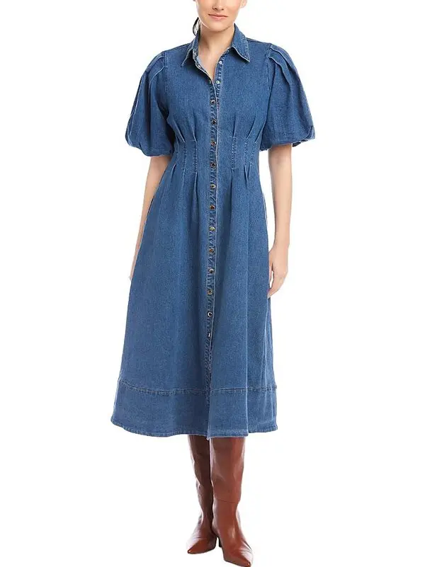 Fifteen Twenty Esme Midi Shirt Dress - Denim