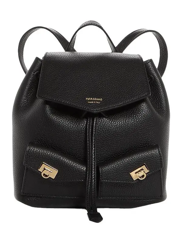 FERRAGAMO Gancini Leather Backpack - Nero