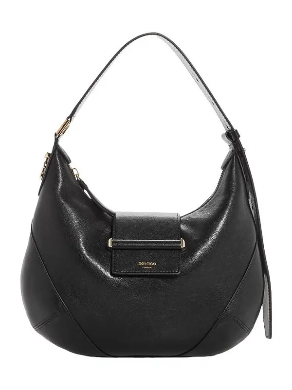 JIMMY CHOO Leather Bar Hobo Shoulder Bag - Black/brushed Gold
