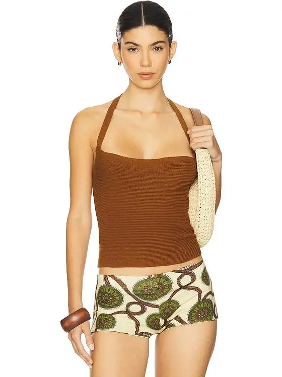 Heartloom Kennedy Halterneck Knit Top - Brown