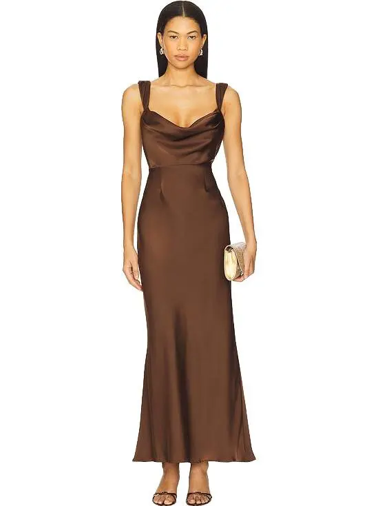 RUNAWAY THE LABEL Margot Maxi Dress - Chocolate