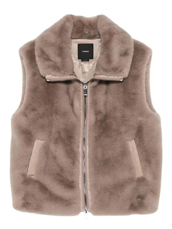 Pinko Deyn' Fur-effect Vest - Beige