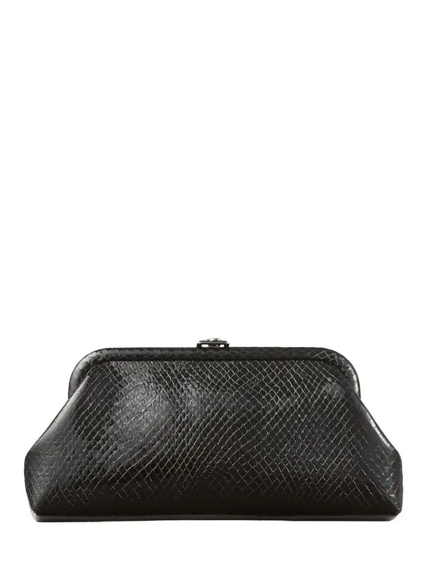 JIMMY CHOO Skylar Snake-embossed Leather Clutch Bag - Black