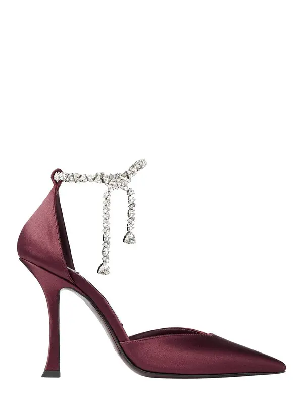 JIMMY CHOO Stevie 100 Satin Pumps - Burgundy