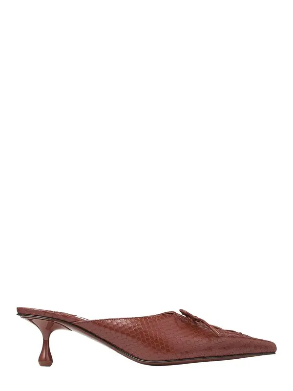 JIMMY CHOO Scarlett 50 Leather Snake-print Mules - Brown