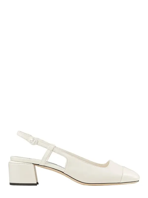 JIMMY CHOO Elisa 45 Leather Slingback Pumps - White