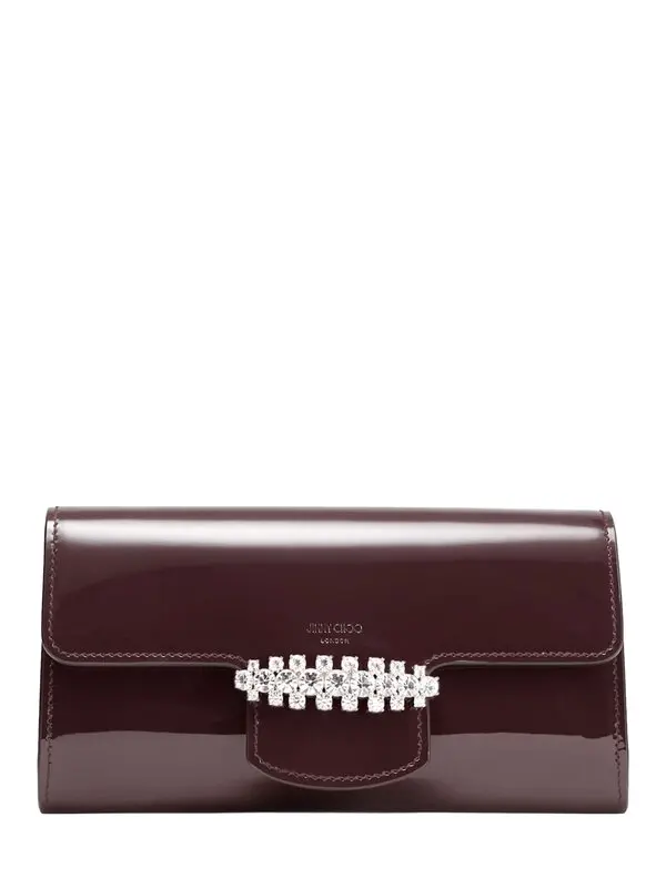 JIMMY CHOO Patent Leather Wallet-on-chain - Burgundy