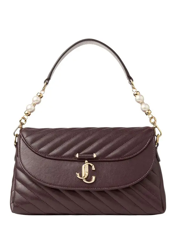 JIMMY CHOO Curve Biker Quilted Shoulder Bag - Burgundy