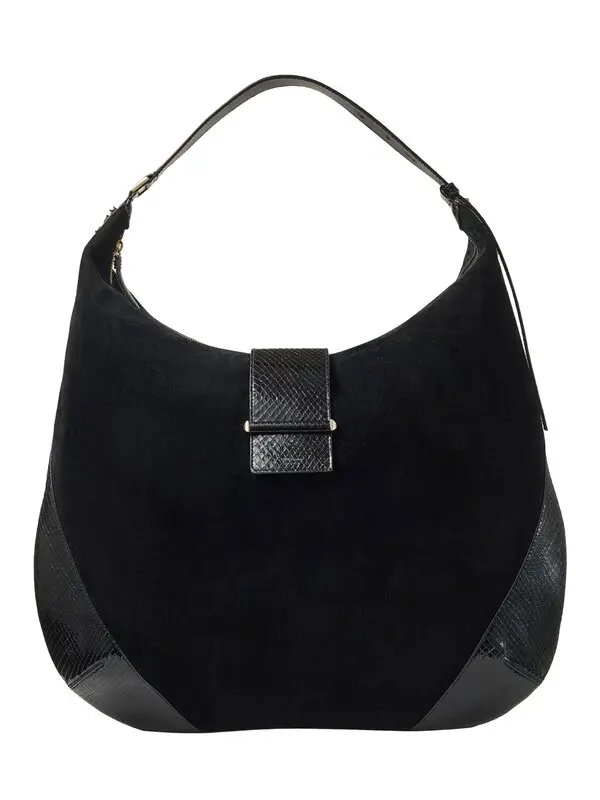 JIMMY CHOO Large Suede Shoulder Bag - Black