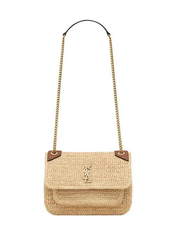 Saint Laurent Mini Raffia Nikki Shoulder Bag - Beige