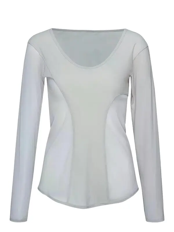 Issey Miyake Mesh-panel Long-sleeve Top - White
