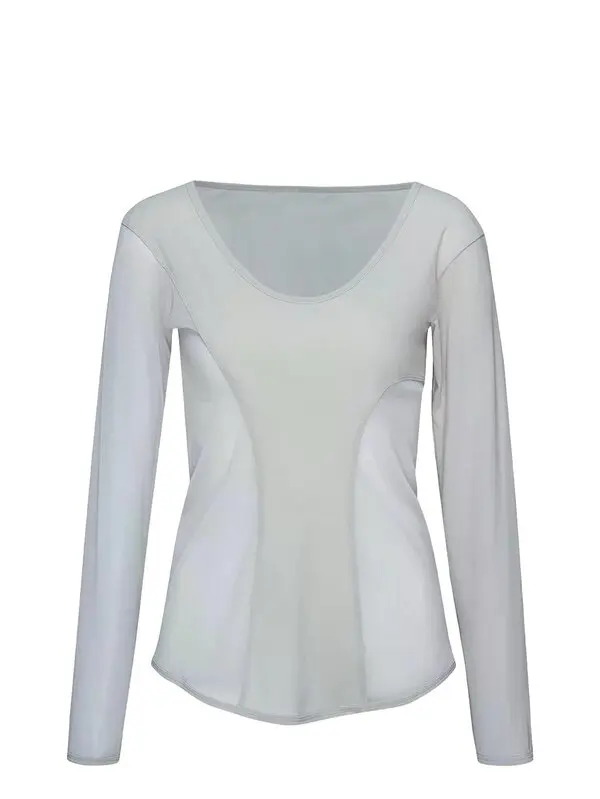 Issey Miyake Mesh-panel Long-sleeve Top - White