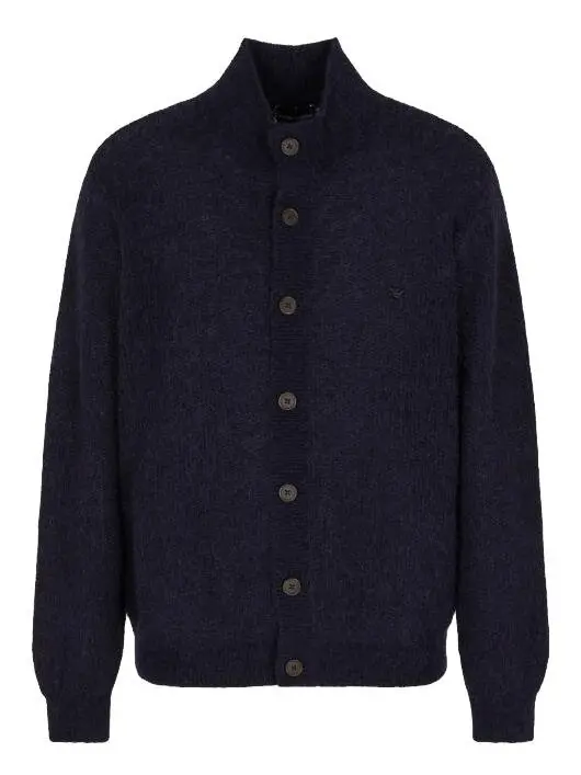 Emporio Armani Alpaca Blend Buttoned Cardigan - Blue