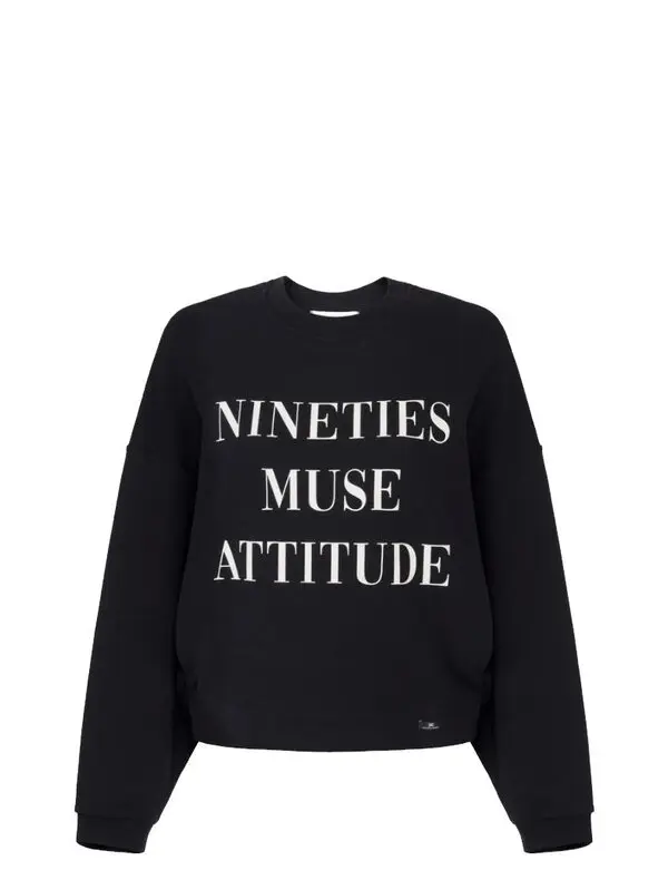 Elisabetta Franchi Sweatshirt With Lettering Print - Black