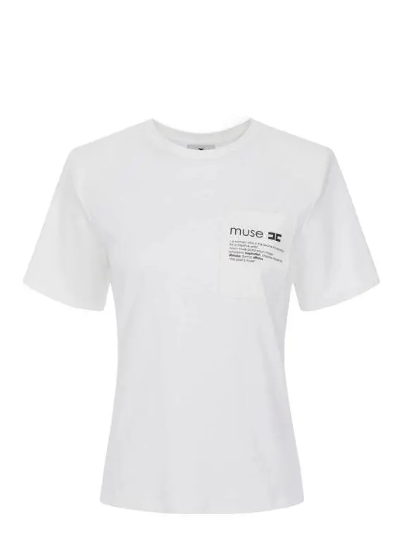 Elisabetta Franchi T-shirt With Pocket - Gesso