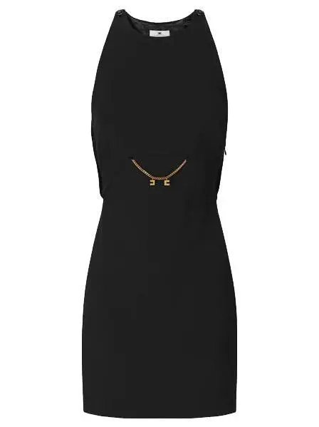 Elisabetta Franchi Double Crepe And Georgette Dress - Black