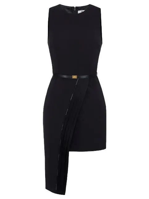 Elisabetta Franchi Sleeveless Dress With Tuxedo Details - Black