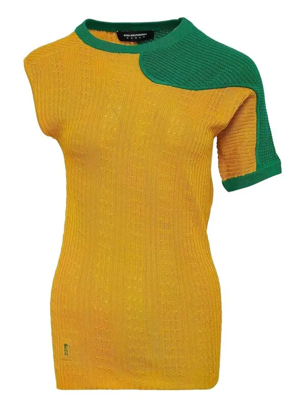 KIKO KOSTADINOV Asymmetric Knitted T-shirt - Yellow