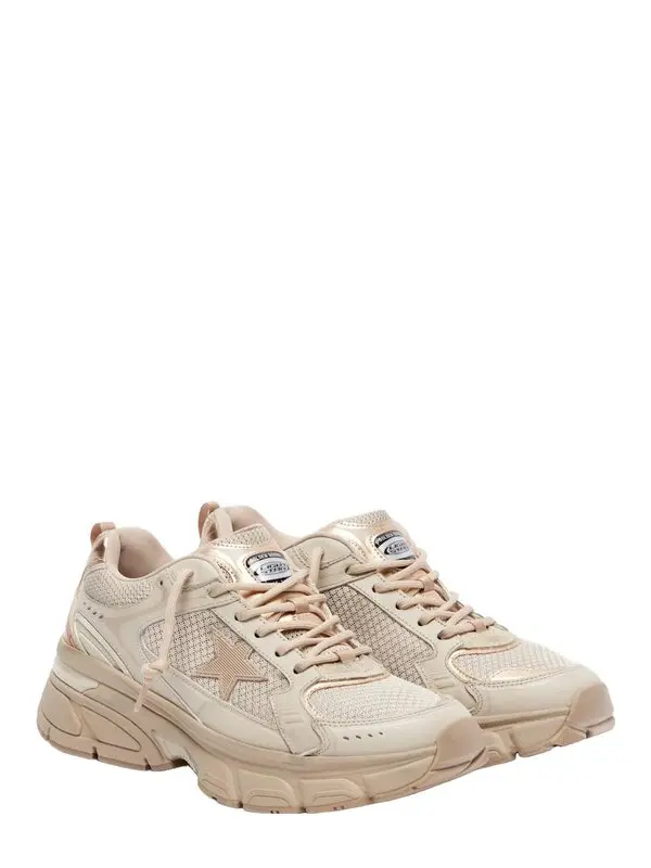GOLDEN GOOSE Lightstar Leather-trimmed Sneakers - Beige
