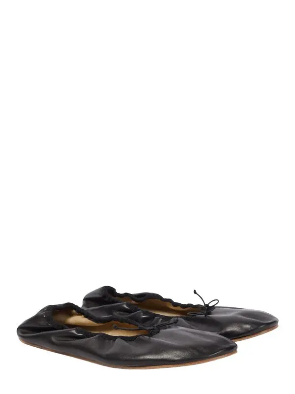 THE ROW Round Leather Ballet Flats - Black