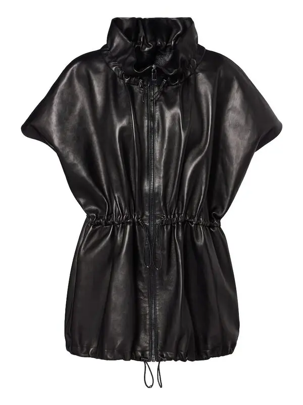 Magda Butrym Leather Peplum Jacket - Black
