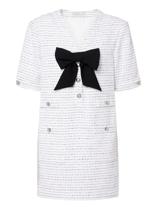 Alessandra Rich Sequined Tweed Minidress - White