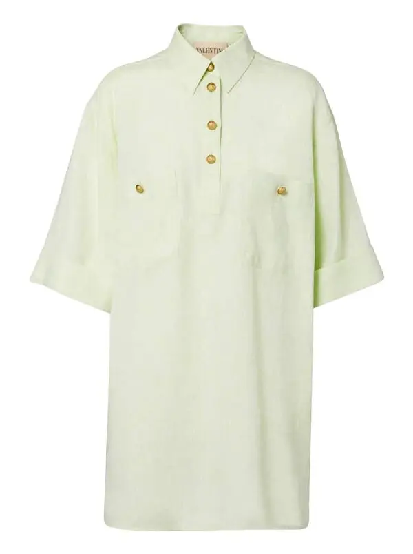 Valentino Garavani Oversized Linen Polo Shirt - Green