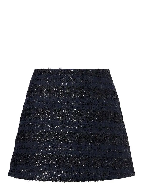 ROTATE BY BIRGER CHRISTENSEN Sequined Bouclé Miniskirt - Blue