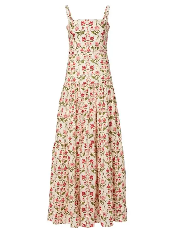 Agua Bendita Lima Floral Linen Maxi Dress - Multicoloured