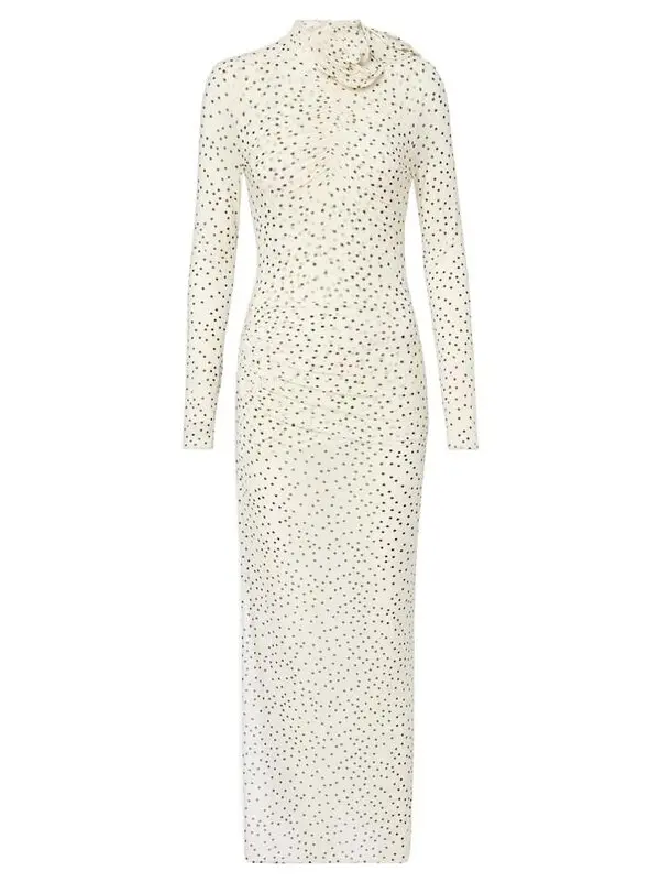 Magda Butrym Floral-appliqué Polka-dot Maxi Dress - White