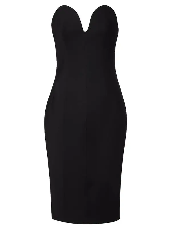 Bottega Veneta Strapless Wool Midi Dress - Black