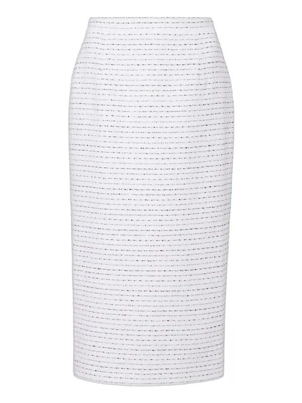 Alessandra Rich Sequined Tweed Midi Skirt - White