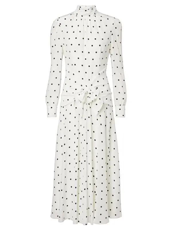 Alessandra Rich Polka Dot Silk Dress - White