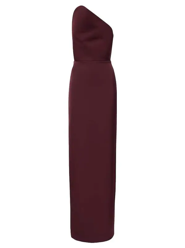 David Koma Asymmetric Satin Gown - Burgundy
