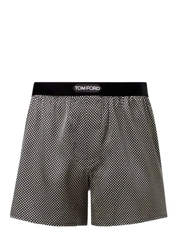 TOM FORD Logo Polka-dot Silk-blend Shorts - Black