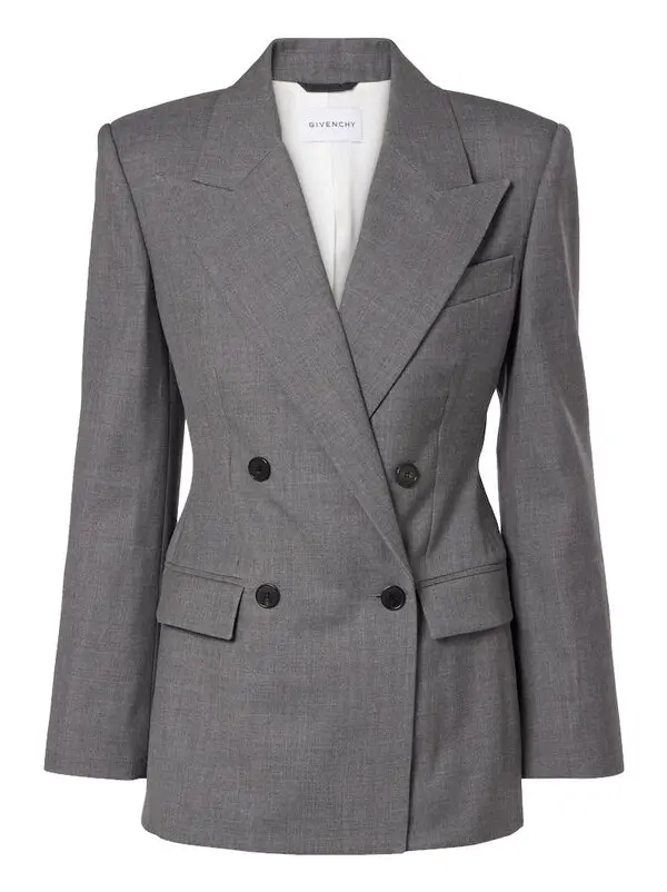 Givenchy Double-breasted Wool Blazer - Grey