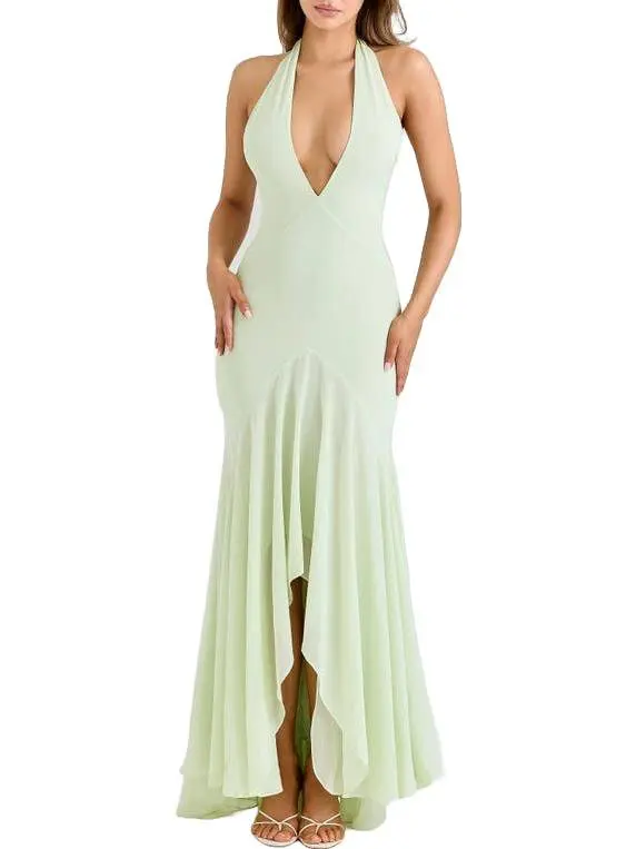 House Of Cb Tamara Halter Dress - Pistachio