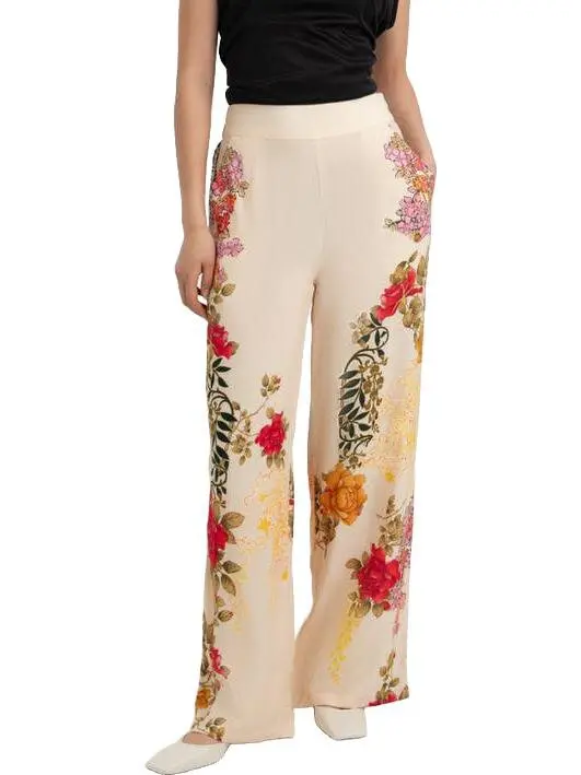 RAISHMA Nancy Floral-print Trousers - Cream
