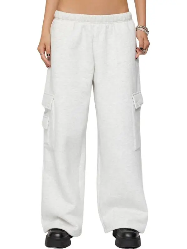 EDIKTED Wide Leg Cargo Sweatpants - Light-gray