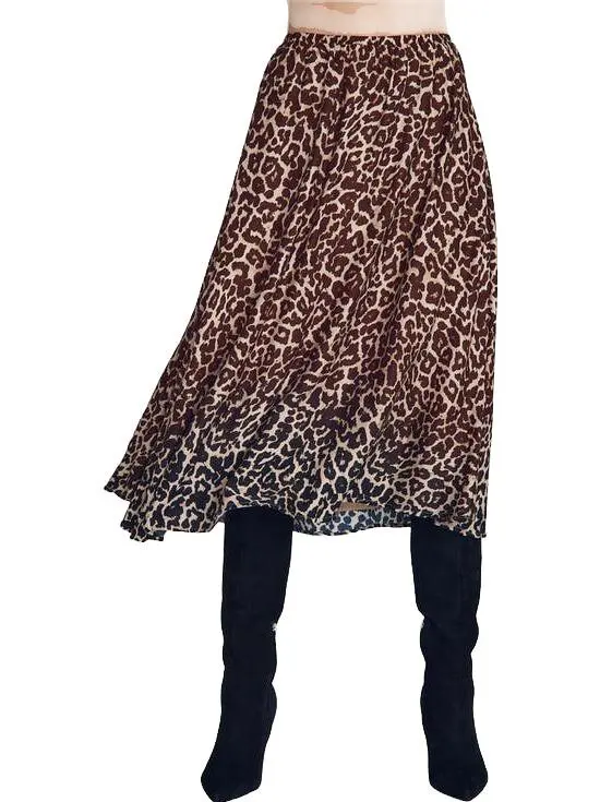Bella Dahl Gathered Midi Skirt - Ombre Leopard Print