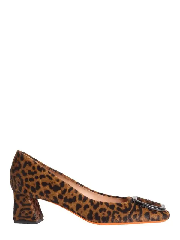 Santoni Animal-print Cavallino Mid-heel Pumps - Brown