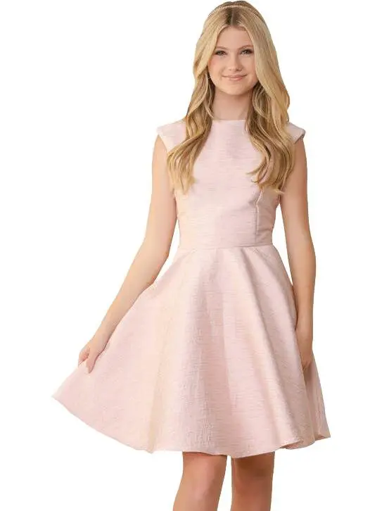 UN DEUX TROIS Cap Sleeve Fit & Flare Dress - Pink