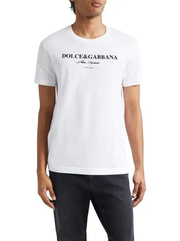 Dolce & Gabbana Flocked Logo T-shirt - W0800 Bianco Ottico