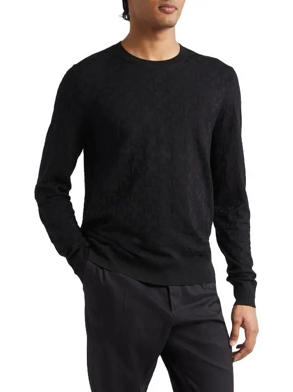 Dolce & Gabbana Logo Jacquard Silk Crewneck Sweater - Nero