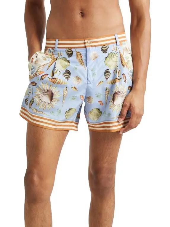 Dolce & Gabbana Shell Print Swim Trunks - Hc5pk Conchiglie F.celeste